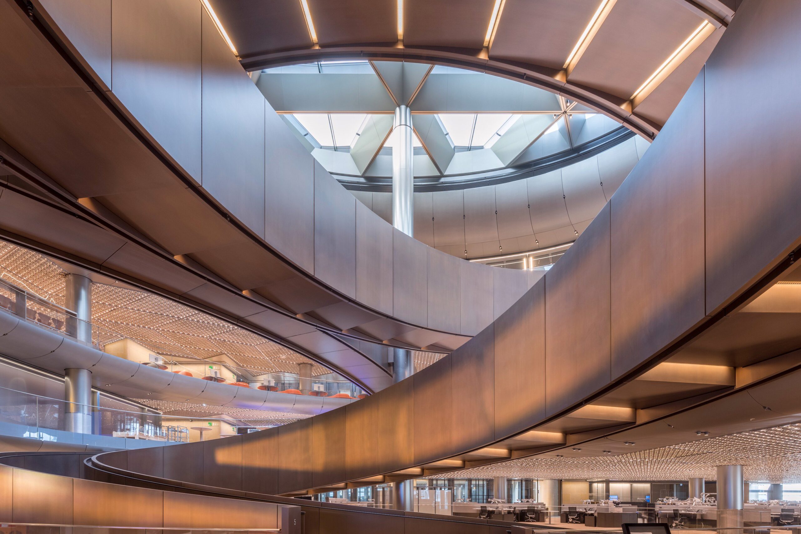 Bloomberg | Bespoke GRG Atrium Bulkhead | Simplicity Finishes
