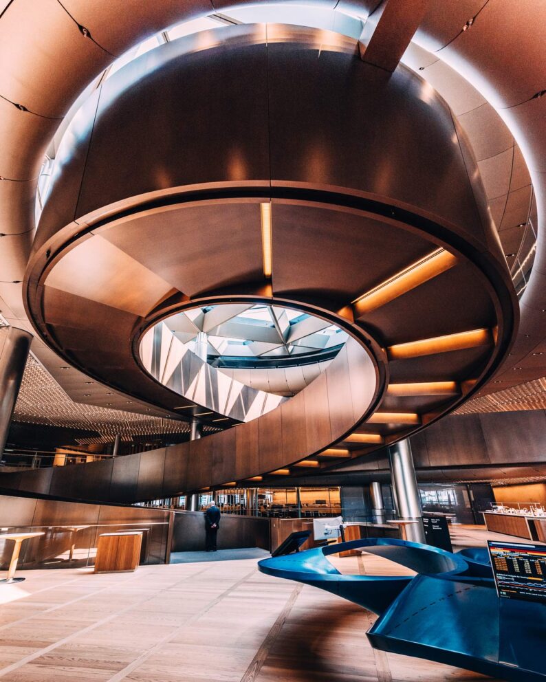 Bloomberg | Bespoke GRG Atrium Bulkhead | Simplicity Finishes